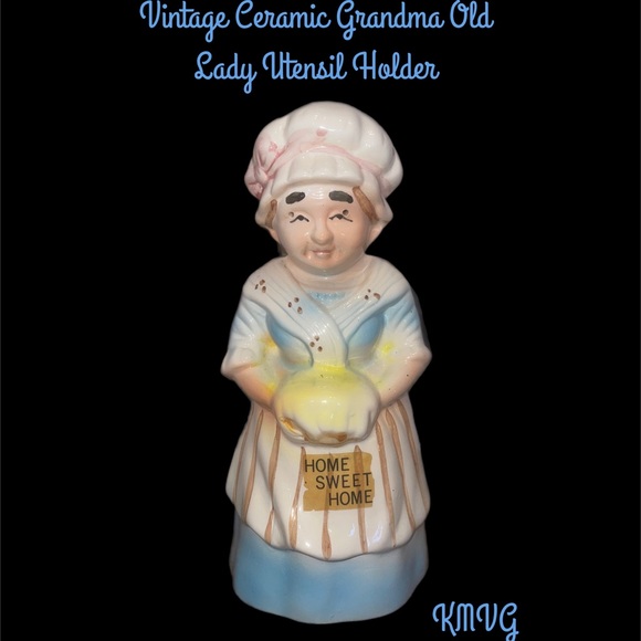 Art | Vintage Ceramic Grandma Old Lady Utensil Holder 1mcm 1950s | Poshmark